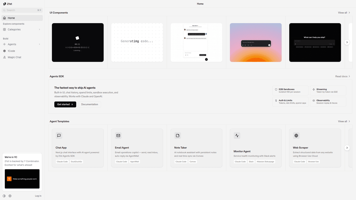 21st.dev - UI Components and AI Agent SDK | EveryDev.ai
