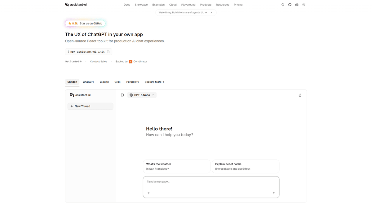 assistant-ui - React AI Chat UI Components | EveryDev.ai