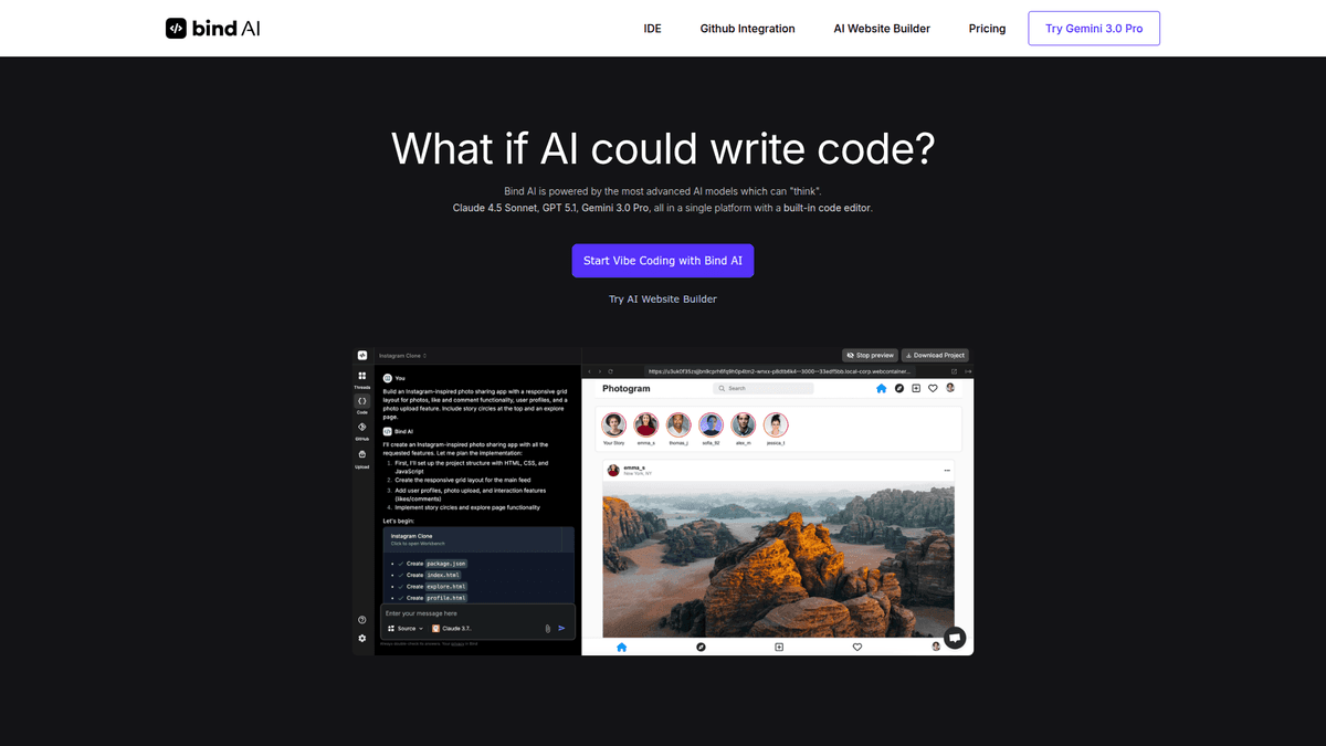 Bind AI - AI IDE With Multiple LLM Models | EveryDev.ai