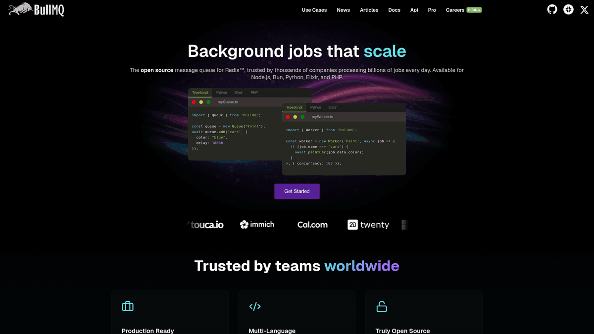 BullMQ - Node.js Background Job Queue | EveryDev.ai