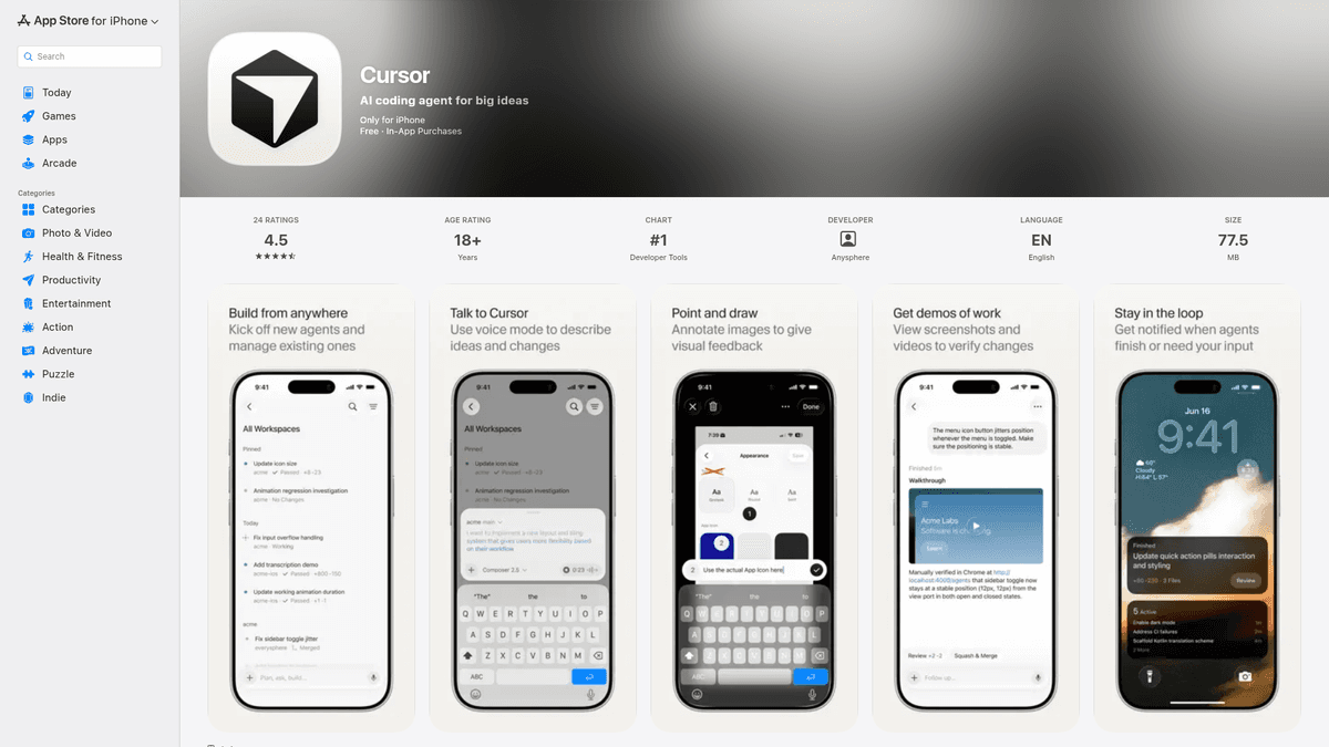 Cursor for iOS - Mobile AI Coding Agent Control | EveryDev.ai