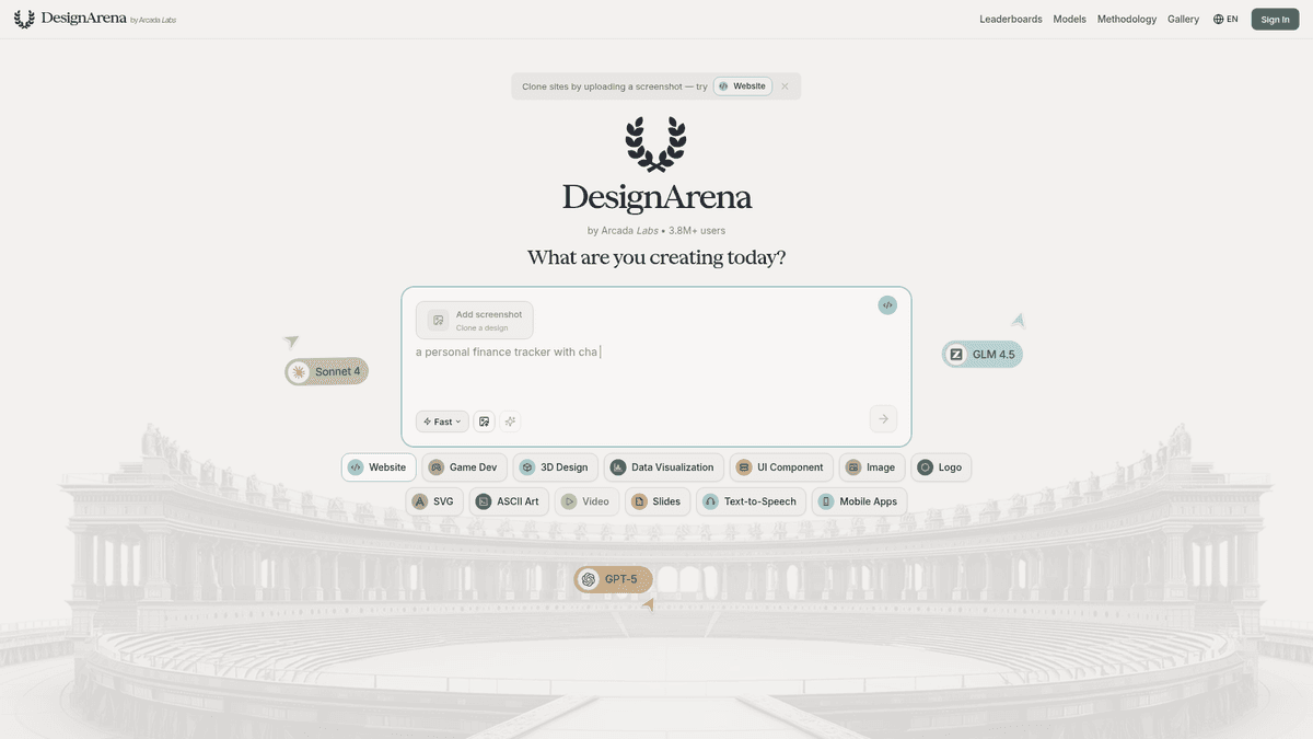Design Arena - Crowdsourced AI Benchmarks | EveryDev.ai