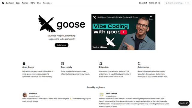 Goose - Open Source Local AI Dev Agent | EveryDev.ai