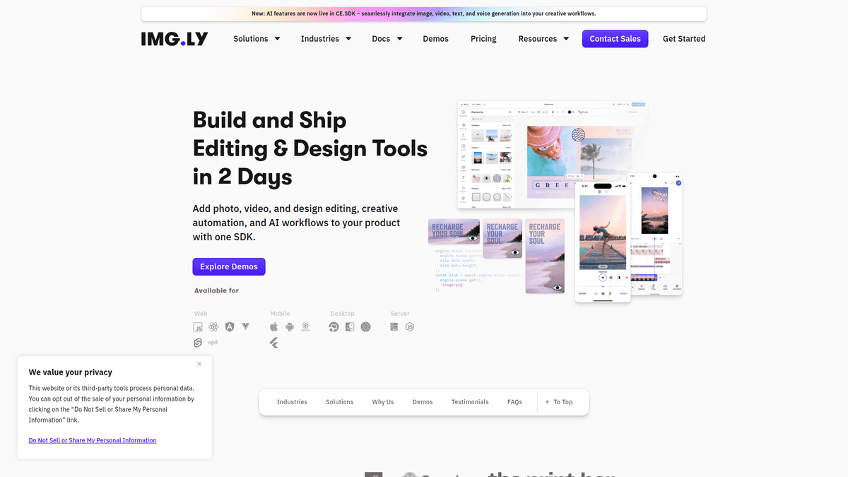 IMG.LY - Creative Editor SDK for Apps | EveryDev.ai