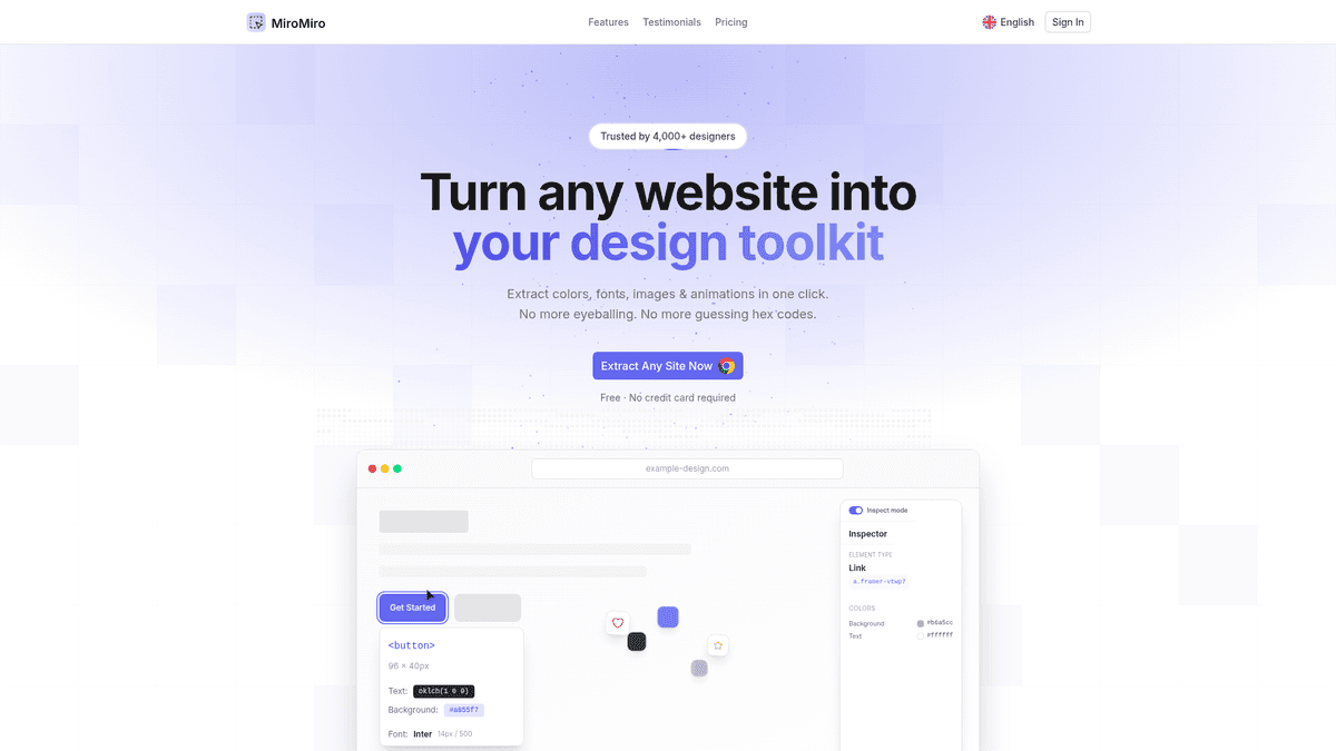 MiroMiro - Web Design Asset Extractor | EveryDev.ai