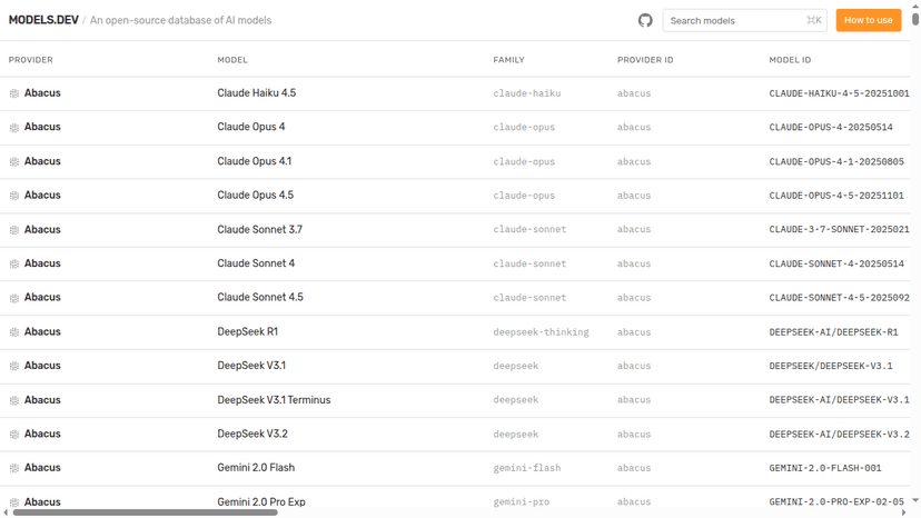 Models.dev - AI Model Specs Database and API | EveryDev.ai