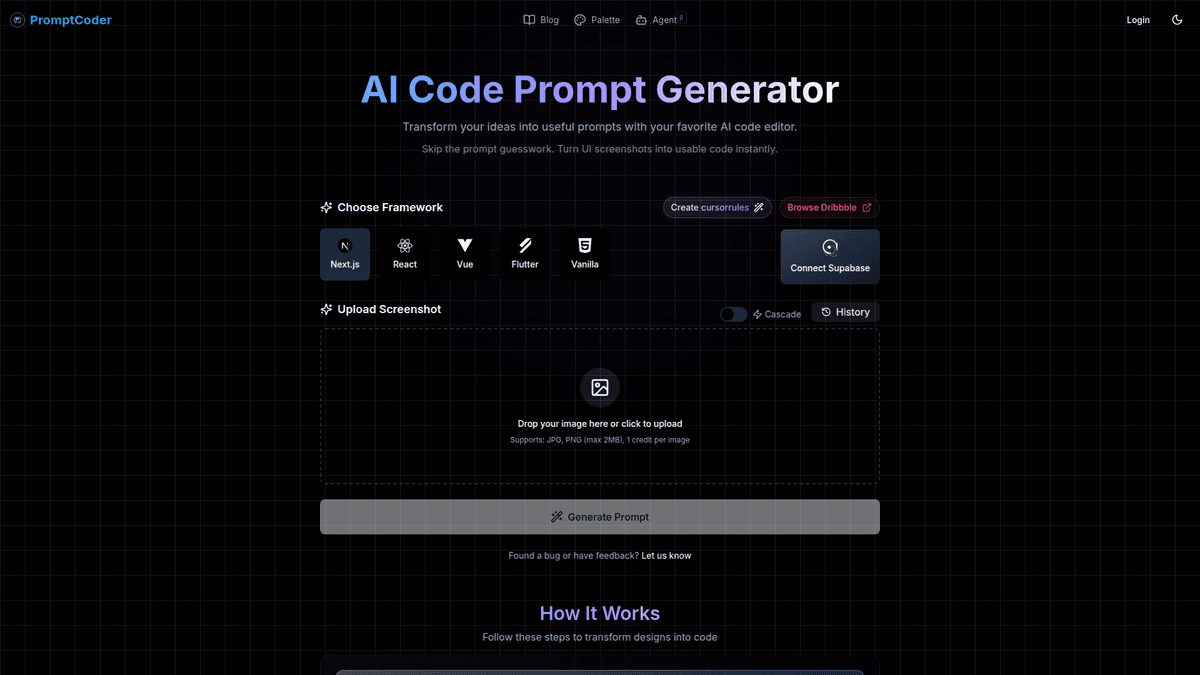 PromptCoder - UI Screenshot to Code Prompts | EveryDev.ai