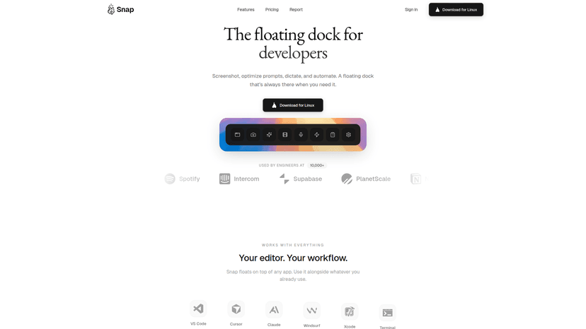 Snap Dock - Floating Dock for AI Coding | EveryDev.ai